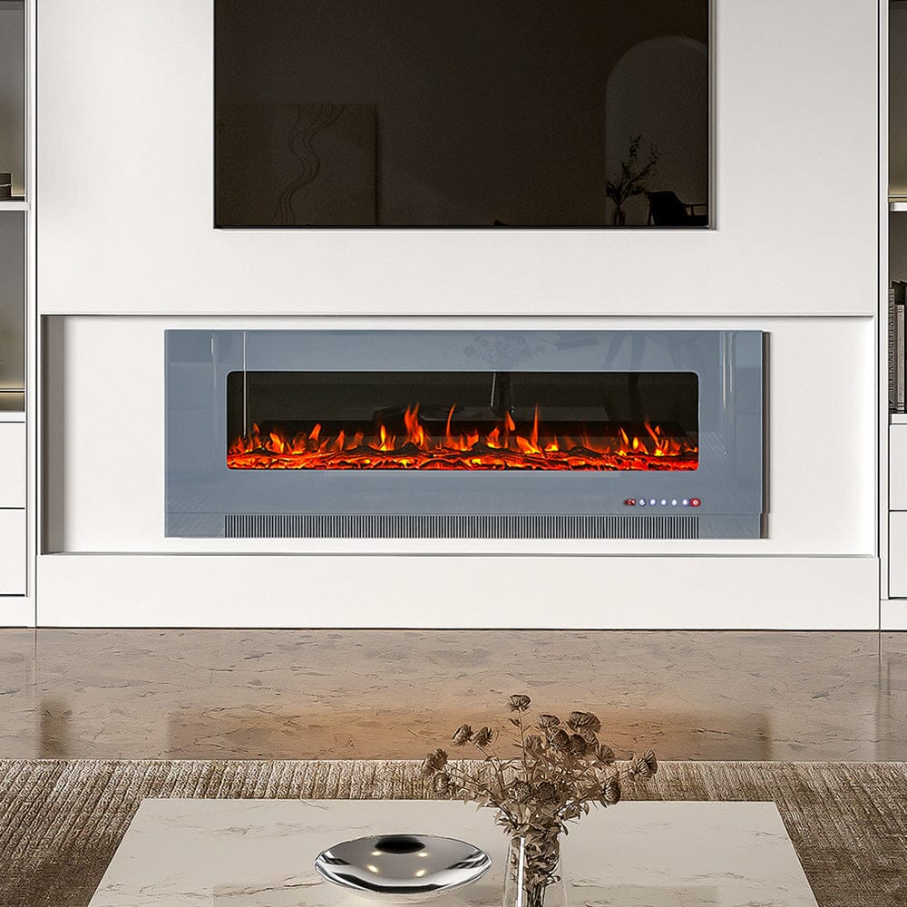 50/60 Inch Electric Fireplace 5000 BTU Wall Mounted Fireplaces Heater 9 ...